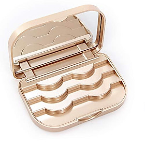 YiQiYi Cosmetic Case Empty Eyelashes Storage Case with Makeup Mirror Holder Box Fake Eyelash Packing Travel Storage Case Eyelashes Bag(Gold)