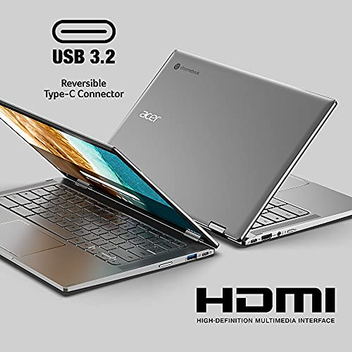 Acer Chromebook Spin 514 Convertible Laptop | Intel Core i3-1110G4 | 14" Full HD IPS Gorilla Glass Touch Display | 8GB LPDDR4X | 128GB SSD | DTS Audio | Intel Wi-Fi 6 AX201 | Chrome OS | CP514-2H-3678