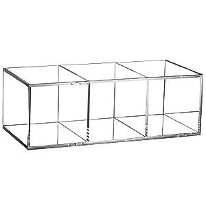 Makeup Brush Holder Organizer Clear Cosmetic Brushes Container Storage 3 Slots - Great for Vanity