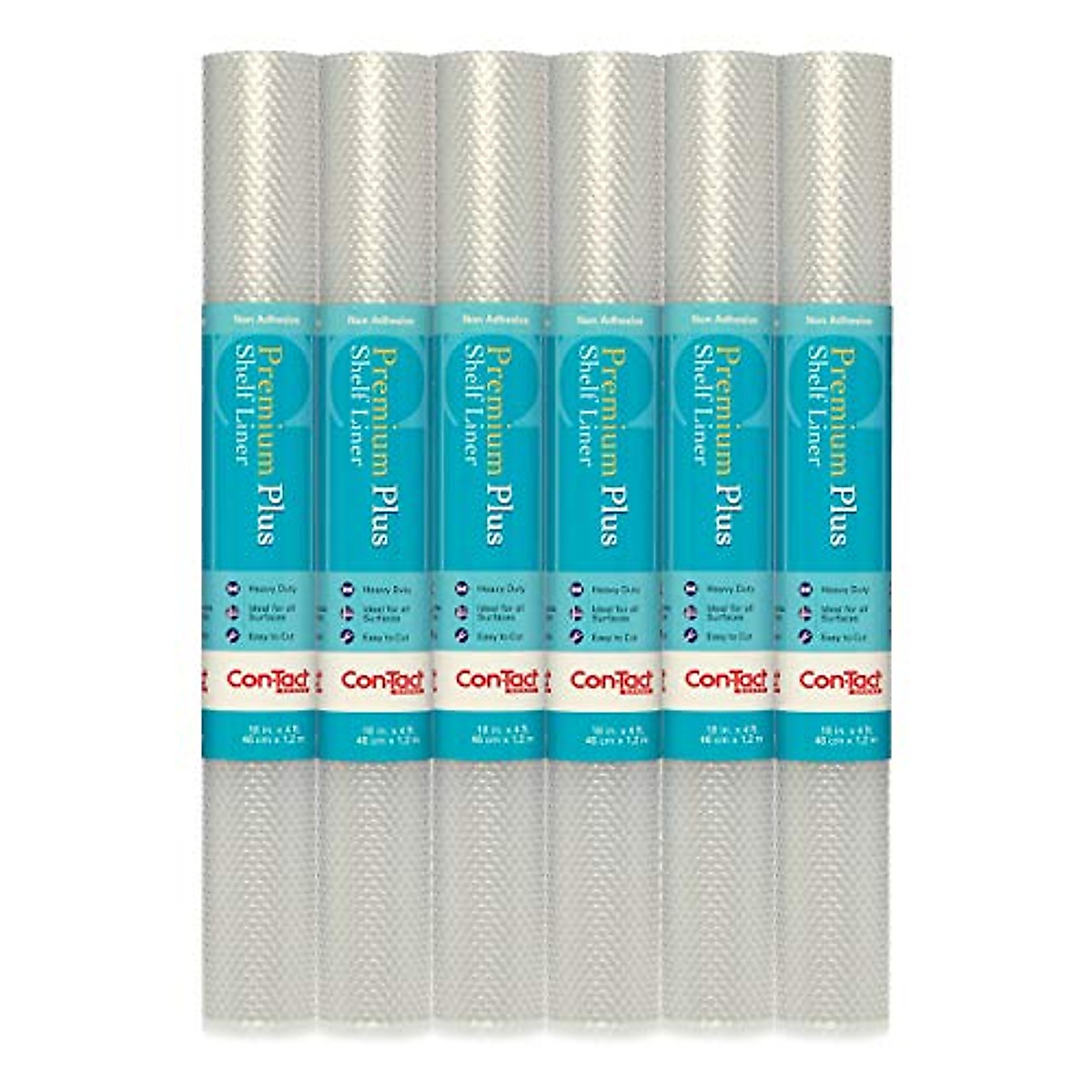 Con-Tact Brand Premium Plus Heavy Duty Non-Adhesive Shelf and Drawer Liner, 18" x 4', Nova Crystal Clear, 6 Rolls