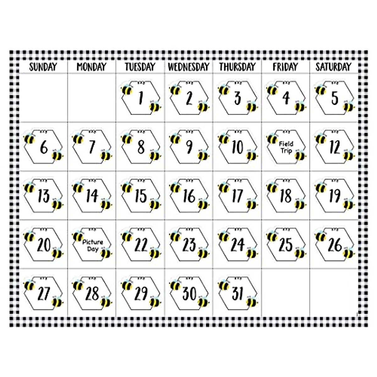 CTP Bees Calendar Days Learning Décor Accents for Classroom (Creative Teaching Press 10585)