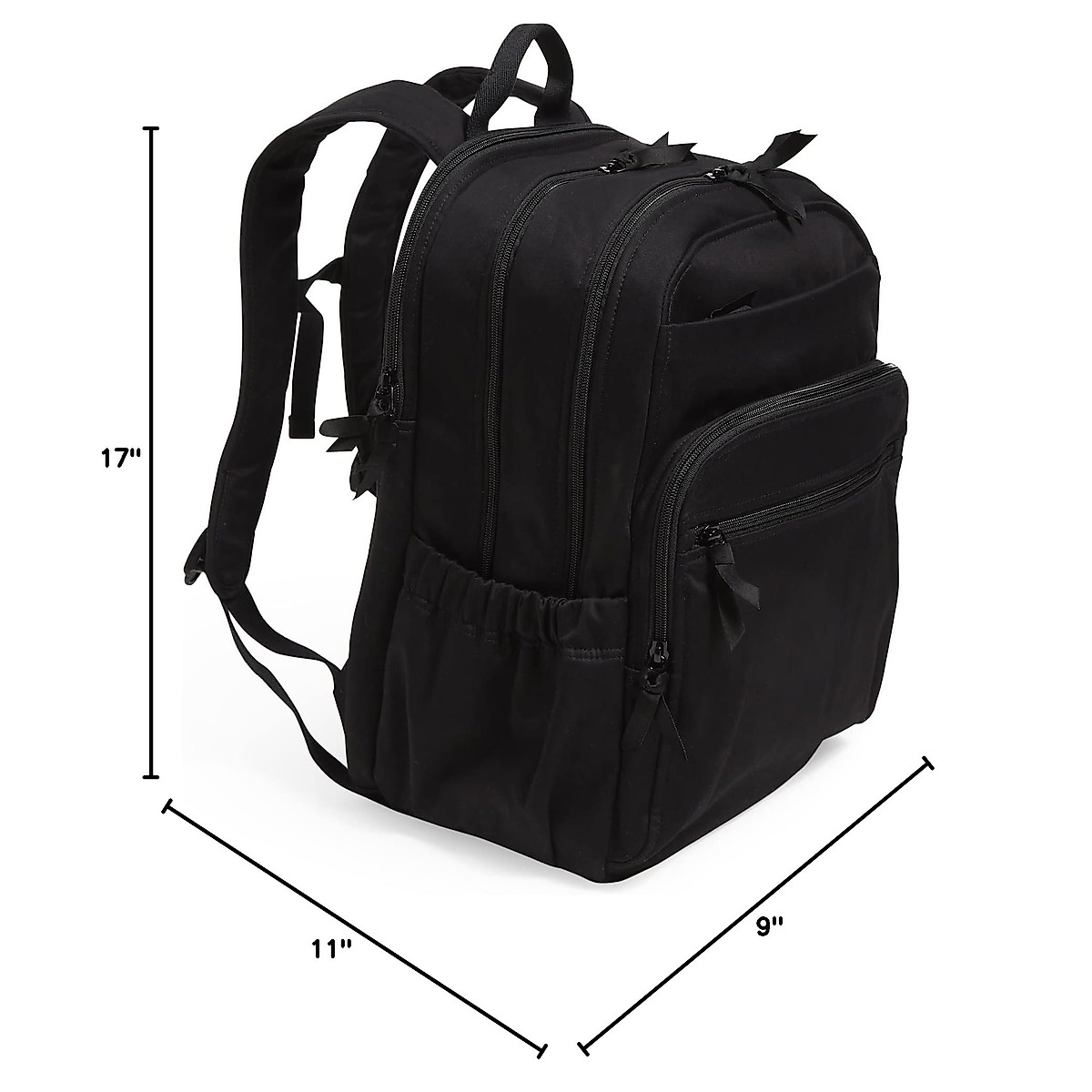 Vera Bradley womens Cotton Xl Campus Backpack Bookbag, Black - Recycled Cotton, One Size US