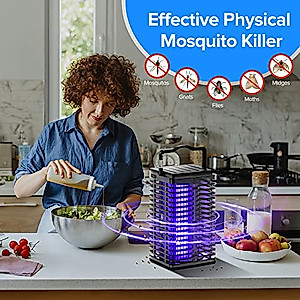 Bug Zapper Indoor, Mosquito Zapper Outdoor Electric, Solar Mosquito Trap Cordless & Rechargeable, Mosquito Zapper with Reading Lamp, 4200V 2 in 1 Mosquito Killer