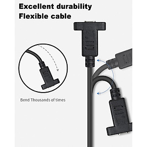 Poyiccot USB 3.1 Type C Extension Cable, USB C Extension Cable Short, USB C Panel Mount 10Gbps 60W USB C Extender Cable for Data & Sync (Straight USB C Male to Female), 1ft/30cm