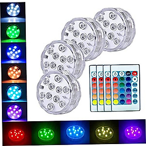 Muzrunq Submersible LED Lights Multicolor RGB 10LEDs Waterproof Underwater Lights Base Garden Swimming Pool Light for Wedding Party Vase Bowl 4Pcs.