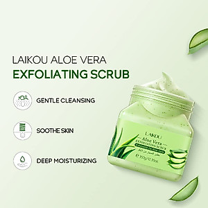 AKARY Organic Aloe Vera Exfoliating Scrub, Ultra Hydrating and Exfoliating Scrub for Nourishing Essential Body Care Moisturize, Helps with Acne, Cellulite, Dead Skin Scars, 12.35oz