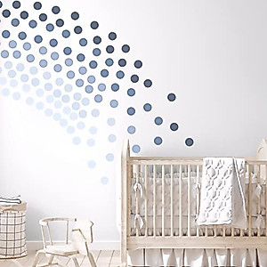 Blue Polka Dot Wall Decals - 150 2-inch Blue boho rainbow wall decal dots for wall | removable wall stickers boho nursery decor boy or girl | polka dot classroom decor vinyl wall decal dots | boho wall decals peel and stick blue rainbow dot stickers