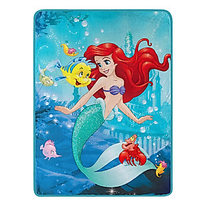 Northwest Little Mermaid/Ariel Micro Raschel Throw Blanket, 46" x 60", Floatie Friends
