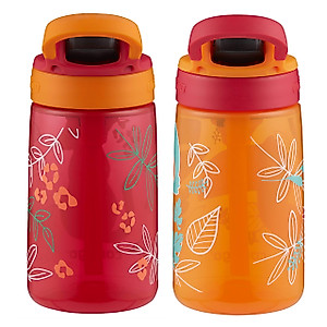 Contigo Aubrey Kids Cleanable Water Bottle with Silicone Straw and Spill-Proof Lid, Dishwasher Safe, 14oz 2-Pack, Cheetah & Toucans