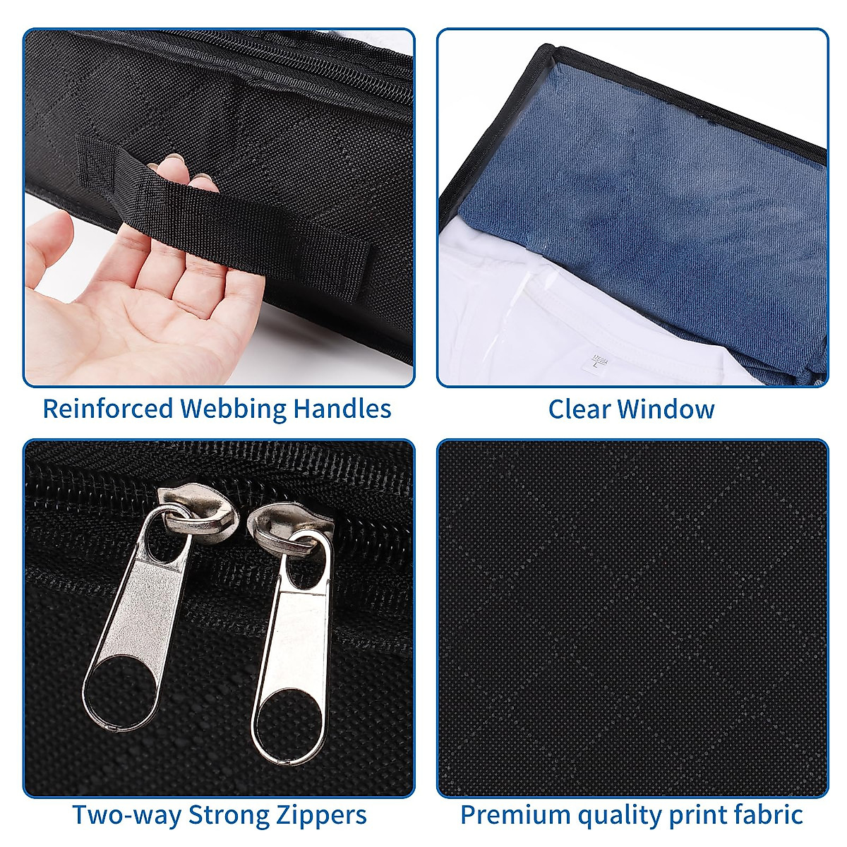 Fixwal Black Underbed Storage Bags with Clear Window and 2 Reinforced Handles Under Bed Storage Containers for Clothing, Bedding, Comforter (2 Pack)