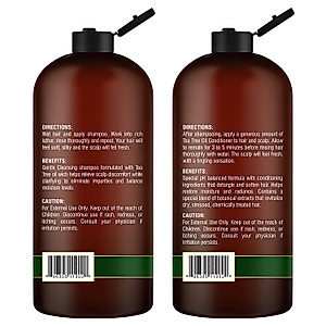 Natural Riches Refreshing Women's and Men's Shampoo and Conditioner Set - With Pure Tea Tree Oil, Boosts Shine, Tames Frizz, Sulfate-Free, Good for Dry, Itchy Scalp