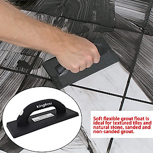 EMILYPRO Kingkou Urethane Rubber Grout Float 4In x 10-1/2In with Soft Grip Handle for Flexible Stone - 1pcs