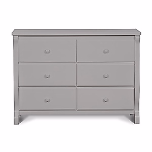 Delta Children Universal 6 Drawer Dresser, Greenguard Gold Certified, Grey