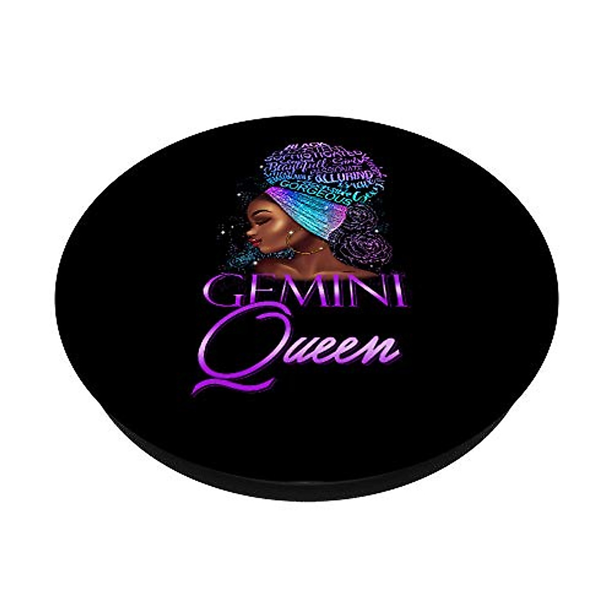 Purple Gemini Queen African American Woman May June Womens PopSockets Swappable PopGrip