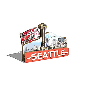 USA Seattle Magnet Fridge Magnet Wooden 3D Landmarks Travel Collectible Souvenirs Decoration Handmade
