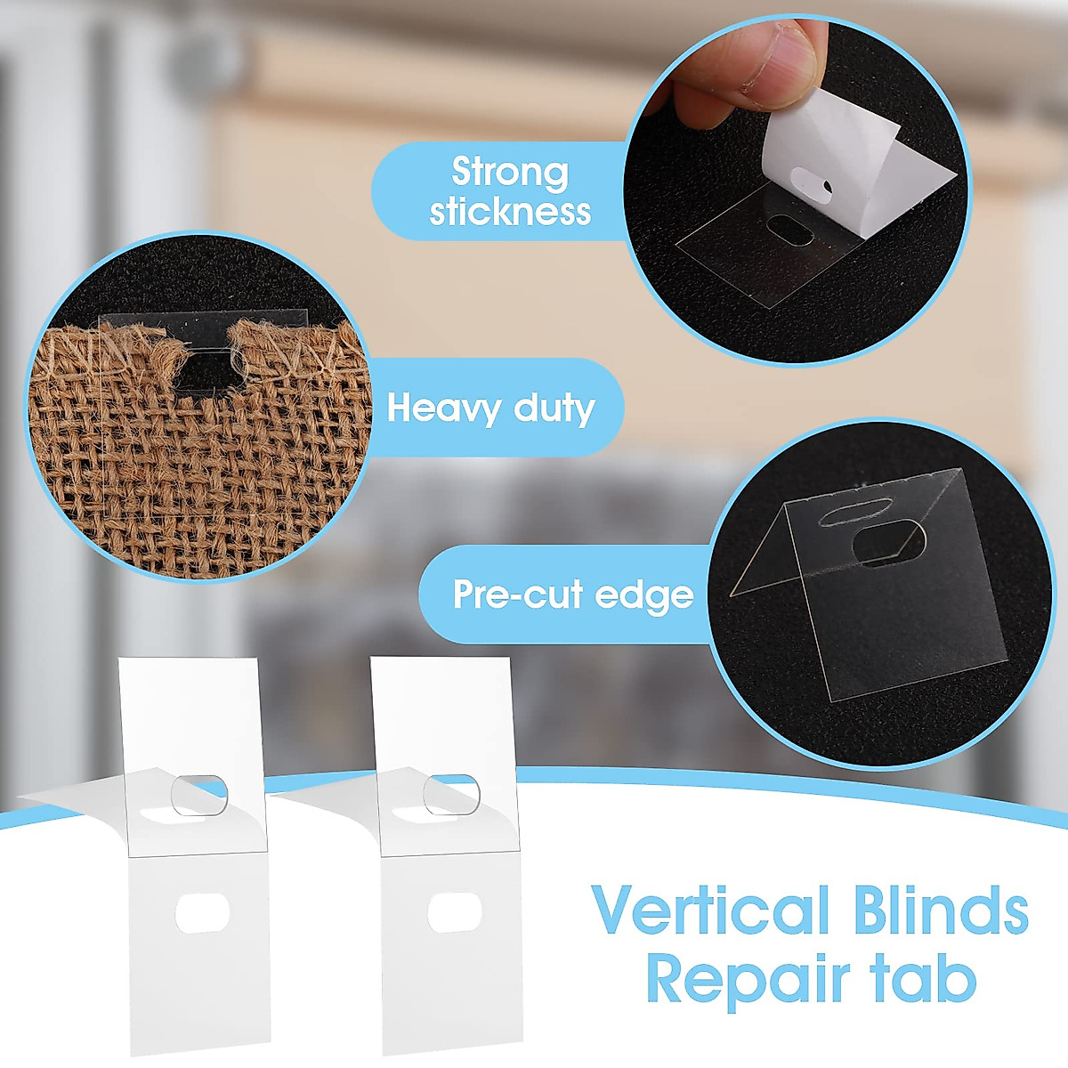 Vertical Blinds Repair Kit, Include 12 Sets Vertical Blind Repair Tabs and 12 Pcs Vertical Blind Stem Clips Replacement, Vertical Blinds Replacement Parts for Broken and Missing Vertical Blinds