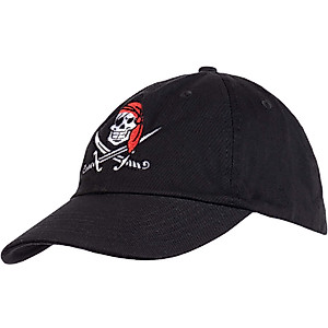 Ann Arbor T-shirt Co. Jolly Roger Pirate Flag | Skull & Crossbones Caribberan Cruise Baseball Boat Cap Dad Hat Black