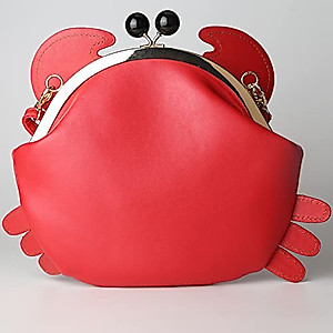 PTShadow Crab Shape Crossbody Shoulder Bag,Pu Leather Animal Purse for Women(Red)