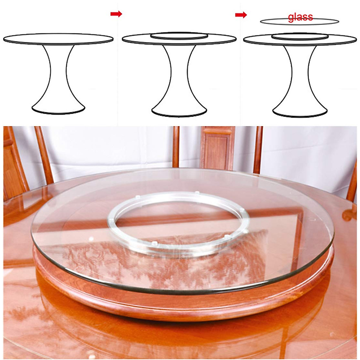 Heavy Duty Aluminium Rotating Lazy Susan Turntable Kitchen Base Turn Dining Table Round Rolling Display Rack Rotary Bearing Swivel Plate for Heavy Loads (6 inch)