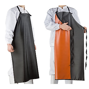 ETBOL Chemical Resistant Vinyl Apron - Black Plus Size Unisex PVC Aprons for Dishwashing,Dog Grooming,Gardening,Fish Cleaning,Lab Work