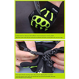 Baselay Cycling Gloves Mountain Bike Bicycle Gloves - Breathable Gel Pad Shock-Absorbing Anti-Slip MTB DH Road Racing Full Finger Gloves for Men Women Youth (Black/Green, Large)