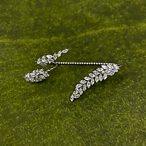 Aprilery Hand Palm Statement Ring for Women, Fashion Adjustable Multiple Finger Ring CZ Crystal Hand Cuff Bracelet Cocktail Costume Wedding Party Jewelry Ring Gifts for Her (Finger Leaf, One Size)