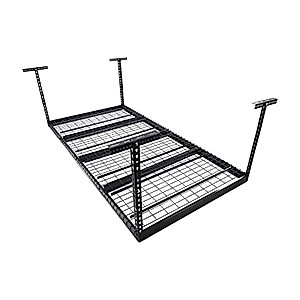 ABN Garage Shelving Ceiling Mounted Storage Racks - 4x8ft Ceiling Garage Storage System for Totes Decorations and More