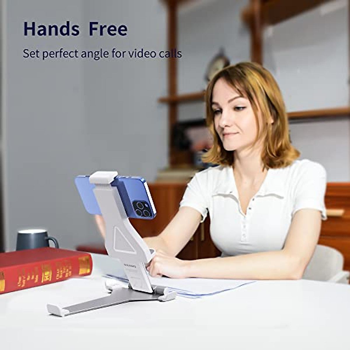 Flexible Cell Phone Holder Stand，with A Rotating Aluminum Base and Mount Clamp，Compatible with 4-10'' Device iPhone X Xs 11 12 13 Pro Max XR SE/iPad/Kindle，Used for Desktop,Bed,Couch(Silver)