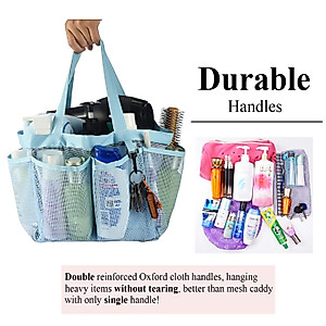 Haundry Mesh Shower Caddy Tote, Large Shower Caddy Bag for College Dorm Room Essentials, Bathroom Organizer with 8 Pockets for Beach Swimming Camp Gym