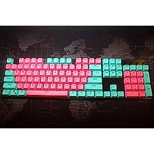 87/104 Keys Miami Doubleshot PBT Backlit Translucent Keycap Key caps ANSI/ISO Layout OEM Profile for 60%/87 TKL/104/108 Cherry MX Mechanical Gaming Keyboard (104 Keys)