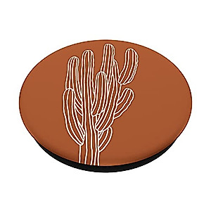 Saguaro Cactus Plant Botanical Western Modern Burnt Orange PopSockets PopGrip: Swappable Grip for Phones & Tablets