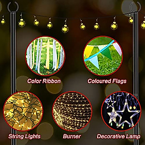 KULAMOON 2 Pack 9.5 FT Outdoor Patio String Light Poles with Hooks for Outdoor String Lights, Poles for Garden, Backyard, Patio, Lights Poles for Parties, Wedding Christmas Decorations