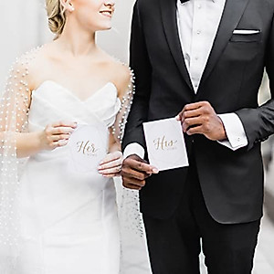 bloom daily planners Wedding Vow Books - His & Hers Unlined Keepsake Booklets for Bride and Groom (5.5" x 4.3") - Set of 2 - Gold Geometric