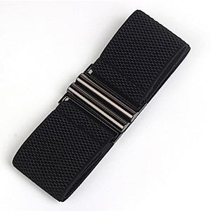 YYXR Womens Black Vintage Plus Elastic Stretchy Waist Cinch Trimmer Belt Size S