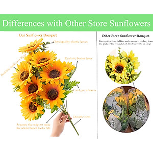Decpro Artificial Sunflowers Bouquet, 18.9 Inches Realistic Silk Sunflowers for Home Hotel Office Wedding Party Garden Decoration, Floral Arrangement, Centerpieces