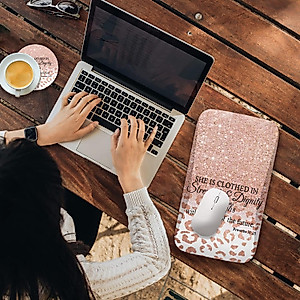 Ergonomic Mouse Pad Wrist Support, Memory Foam Gel Mouse Pad, Pain Relief and Non-Slip PU Base, Office PC Computer Wireless Mouse and Desk Wrist Pad, Leopard Star Proverbs 31:25