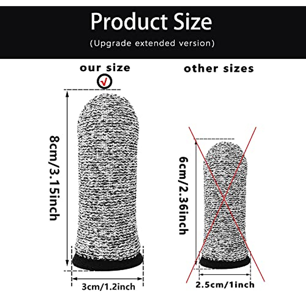 Zxfuture 12PCS Cut Resistant Finger Cots,Finger Sleeves, Glove Life Extender, Reusable Thumb Protectors Finger Covers Fingertip Protector for Cutting, Handicrafts, Craft (Pack of 12)