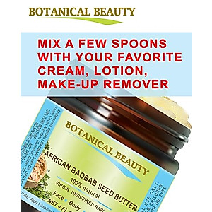 Botanical Beauty BAOBAB SEED OIL BUTTER 100% Natural RAW VIRGIN UNREFINED for Skin, Hair, Lip and Nail Care. 8 Fl. oz. - 240 ml. Rich in Vitamin E