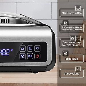 800R double Indoor Smokeless Grill Techwood 1500W Electric Grill with Tempered Glass Lid & LED Smart Control Panel, 8-Level Control Korean BBQ Grill, Red