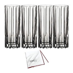 Riedel Drink Specific Glassware Fizz Cocktail Glass (2-Pack) with Microfiber Polishing Cloth Bundle (3 Items)