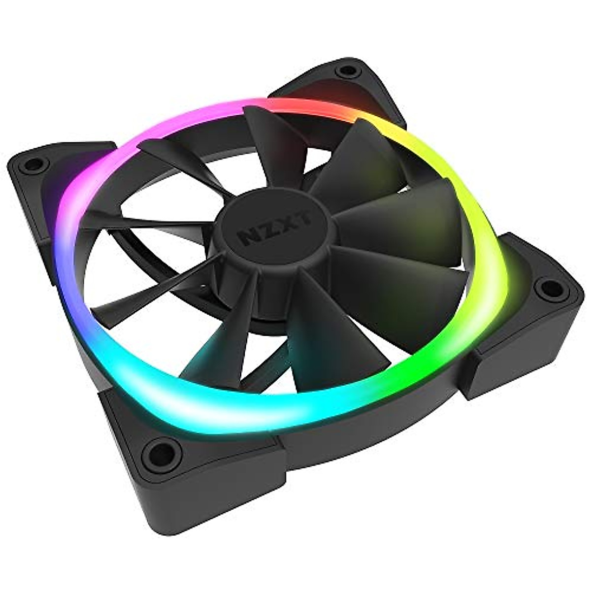NZXT AER RGB 2-140 mm - HF-28140-B1 - Advanced Lighting Customizations - Winglet Tips - Fluid Dynamic Bearing - LED RGB PWM Fan for NZXT RGB - Single (Lighting Controller Required & NOT Included)