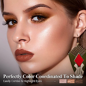 LUXAZA 3Pcs Eyeshadow Stick Set, Matte And Shimmer Creamy Brown Gold Nude Shadow Pencil, Waterproof Long Lasting Smoky Eye Makeup