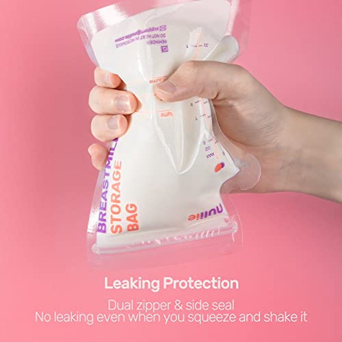 Nuliie 120 Pcs Breastmilk Storage Bags, 8 OZ Breast Milk Storing Bags, BPA Free, Milk Storage Bags with Pour Spout for Breastfeeding, Self-Standing Bag, Space Saving Flat Profile