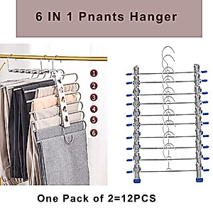 dineda 2Pack Pants Hangers Space Saving Closet Organizers Storage Jeans Organizer