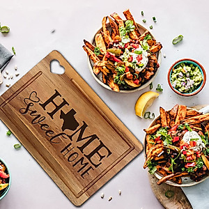 Home Sweet Home Texas State Engraved Wood Cutting Board Gifts for Cook Lover, chef, Family, Friend, Rustic Farmhouse Home Housewarming Christmas Gift