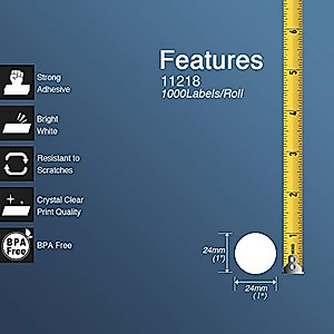 BETCKEY - Compatible Round Labels Replacement for Brother DK-1218 (0.94" Dia), Use with Brother QL Label Printers [6 Rolls + 1 Reusable Cartridge]