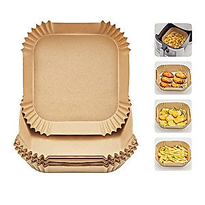 SMARTAKE Air Fryer Liners, 120 PCS Air Fryer Disposable Paper Liner, 6.1" Square Airfryer Basket Parchment Paper Liners, Non-Stick Oil-Proof for Frying Baking Roasting Oven, Fit 2-3 QT, Unbleached