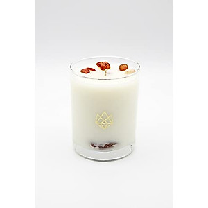 Aluminate Life Luxury Glass Jar Candle, Energy - Red Carnelian Crystal Infused - Scents of Lemon, Grapefruit, & Bergamot - Passion, Confidence, & Vitality - Coconut Wax, Essential Oils, Dr. Developed