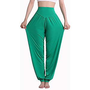 Hoerev Green Super Soft Modal Spandex Harem Yoga Pilates Pants