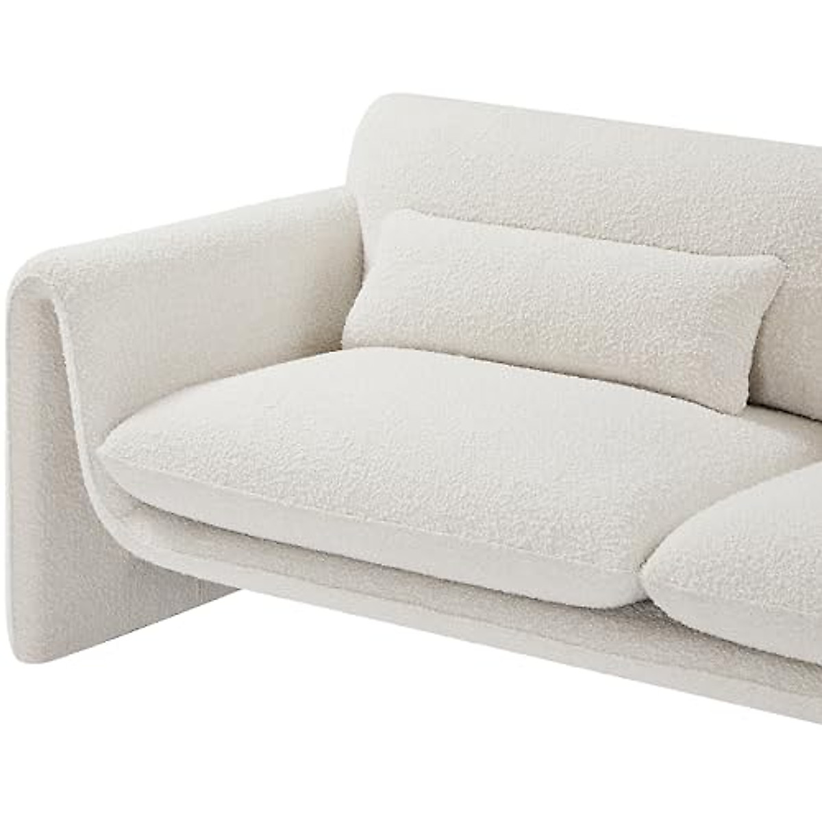 Meridian Furniture 198Cream-L Stylus Collection Modern | Contemporary Boucle Fabric Upholstered Loveseat with Rich Cream Boucle Fabric, Curved Arms, 64" W x 38" D x 31" H, Cream